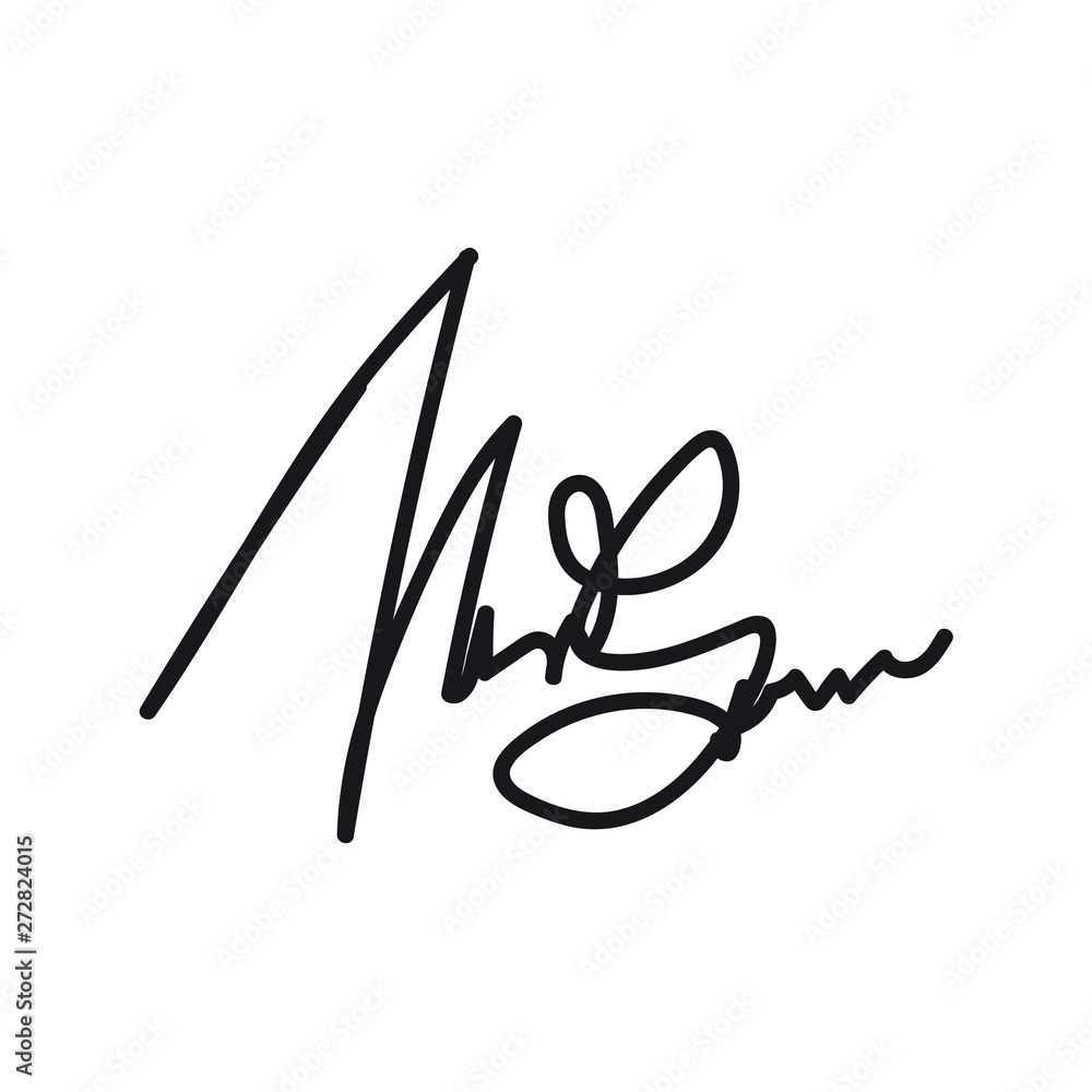 Vector black hand signature for template document. Hand drawn signature ...