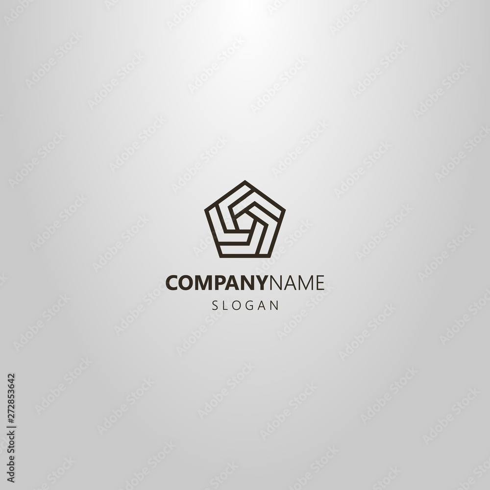 black and white simple vector line art geometric logo of spiral ...