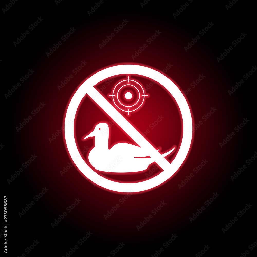 Vector de Stock Forbidden hunting duck icon in red neon style. can be ...
