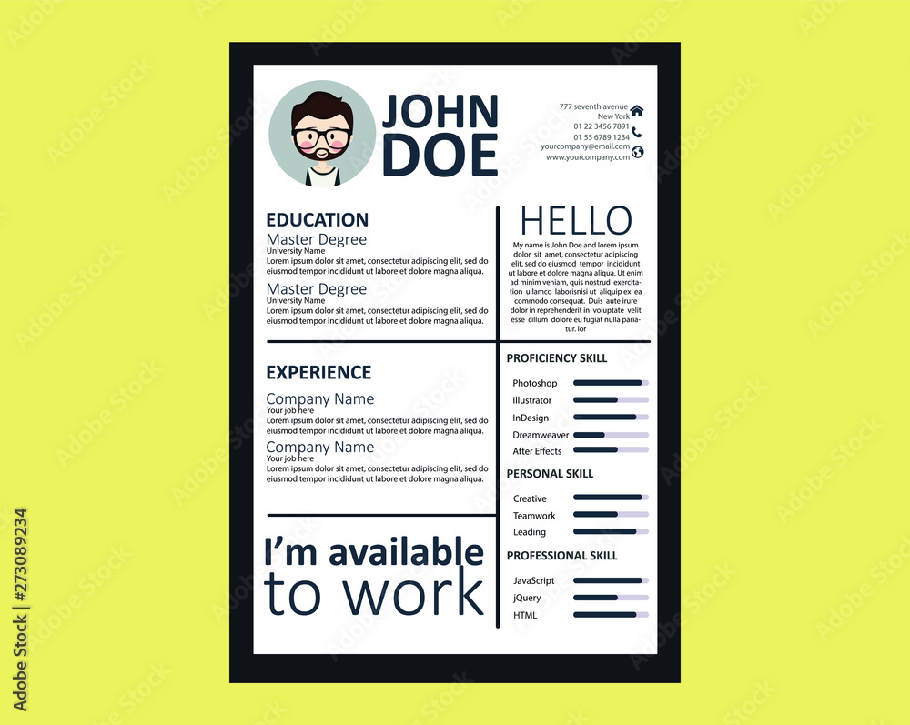 CV Template Job Corporate Identity Stock Vector | Adobe Stock