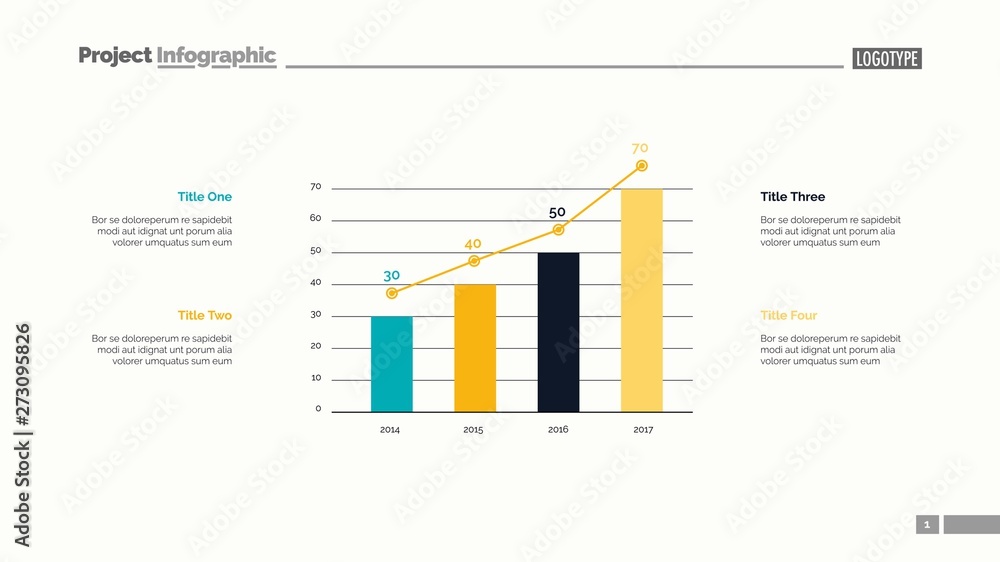 Four columns bar chart slide template. Business data. Option, diagram ...