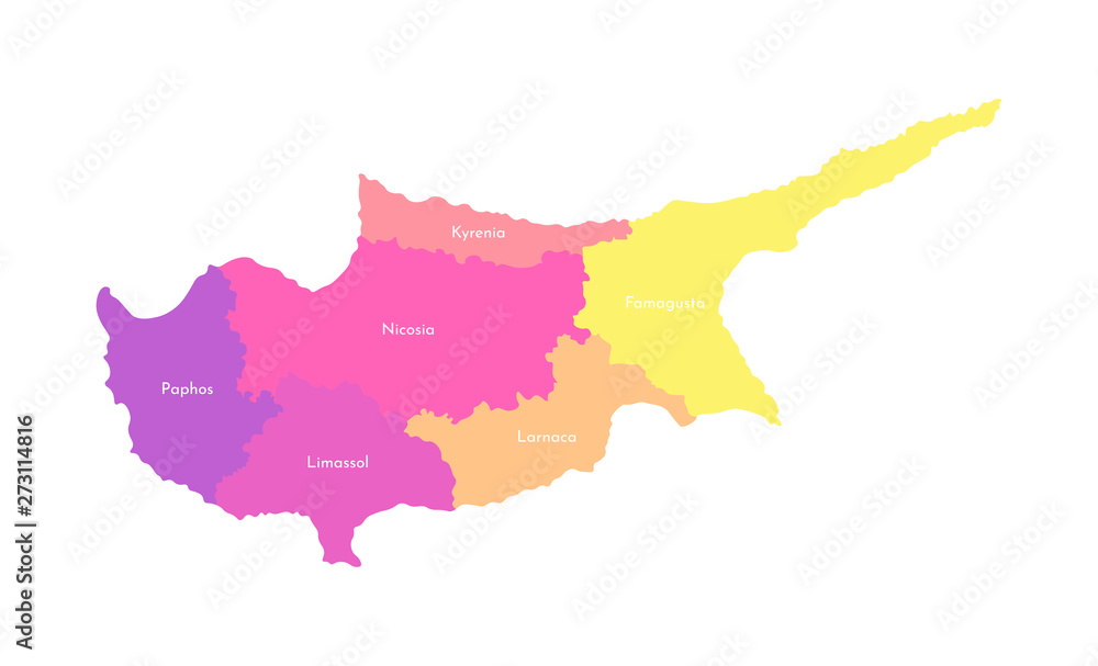 Vector isolated illustration of simplified administrative map of Cyprus ...