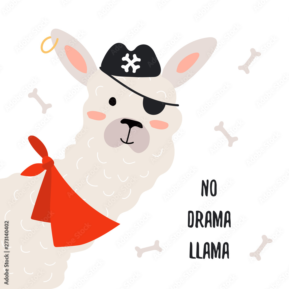 Llama illustration, cute hand drawn elements and design for nursery ...