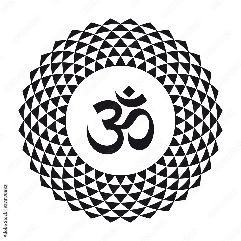 Om Vector Symbol with mandala. White background. Stock Vector | Adobe Stock