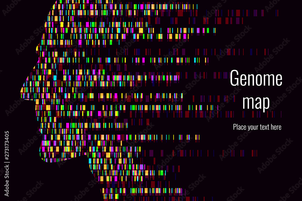 Dna test infographic. Vector illustration. Genome sequence map ...