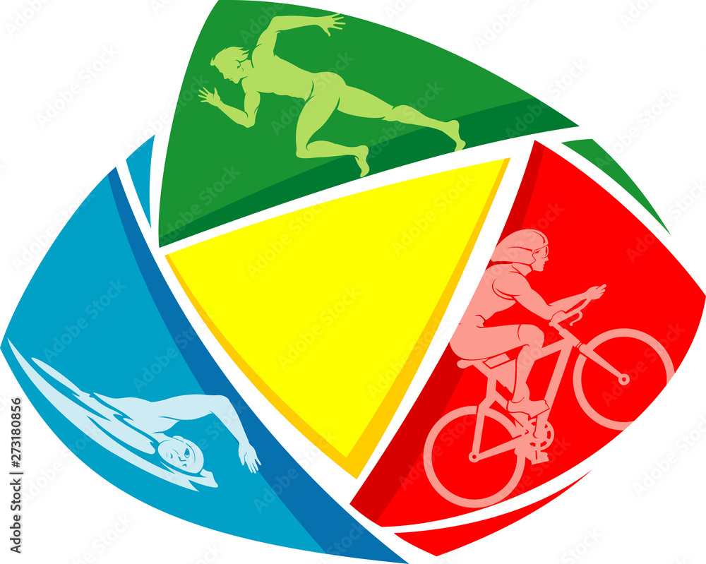 Triathlon Symbol, Vibrant Color Emblem Stock Vector | Adobe Stock