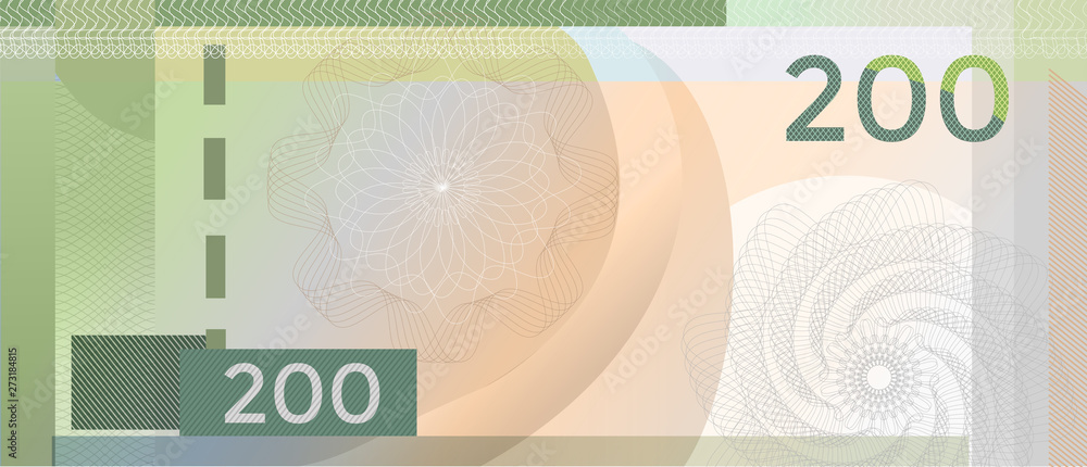 Voucher template banknote 200 with guilloche pattern watermarks and ...
