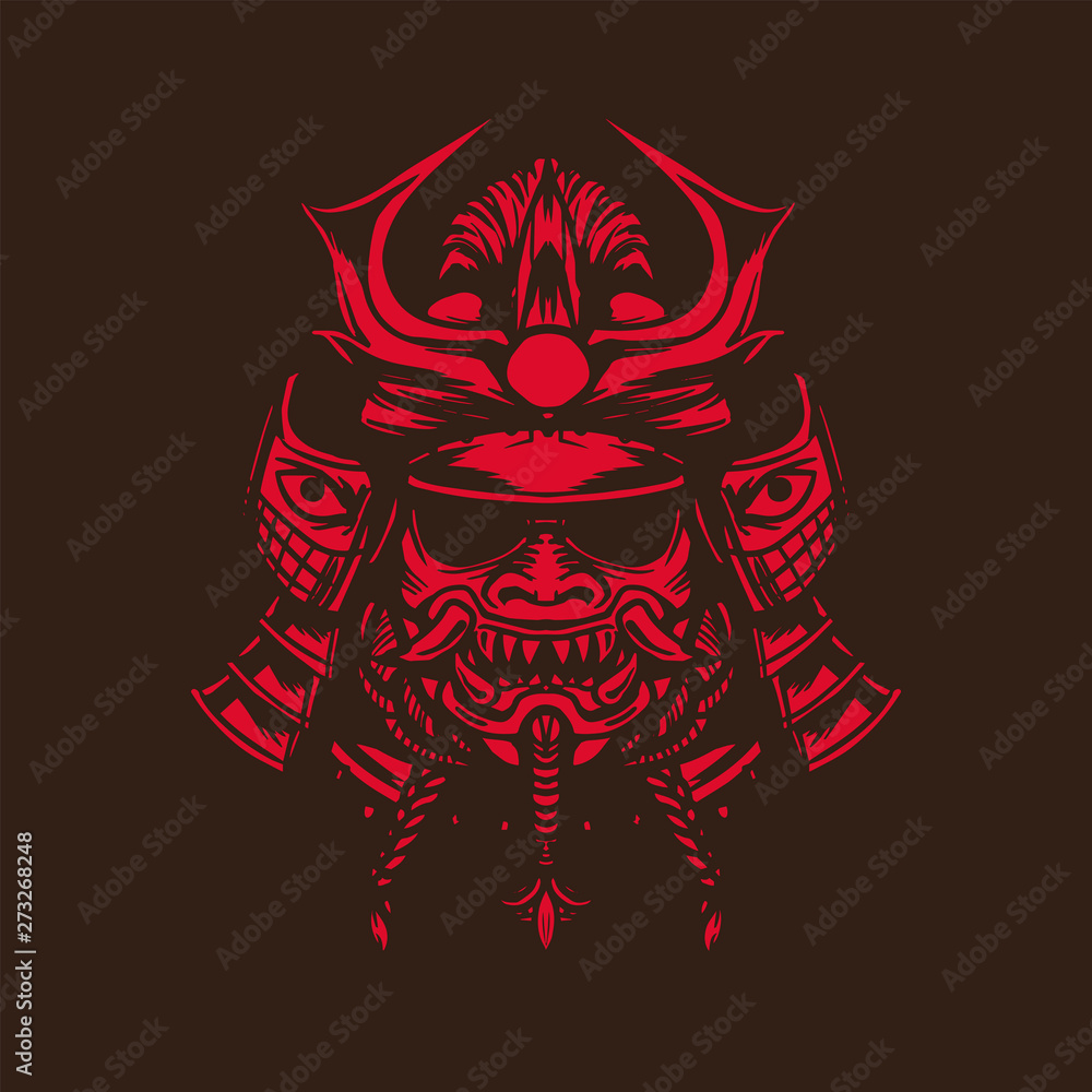 Evil Samurai Mask. Demonic face. Tattoo Stock Vector | Adobe Stock