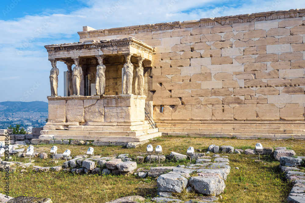 Erechtheion temple with Caryatid Porch on the Acropolis, Athens, Greece ...