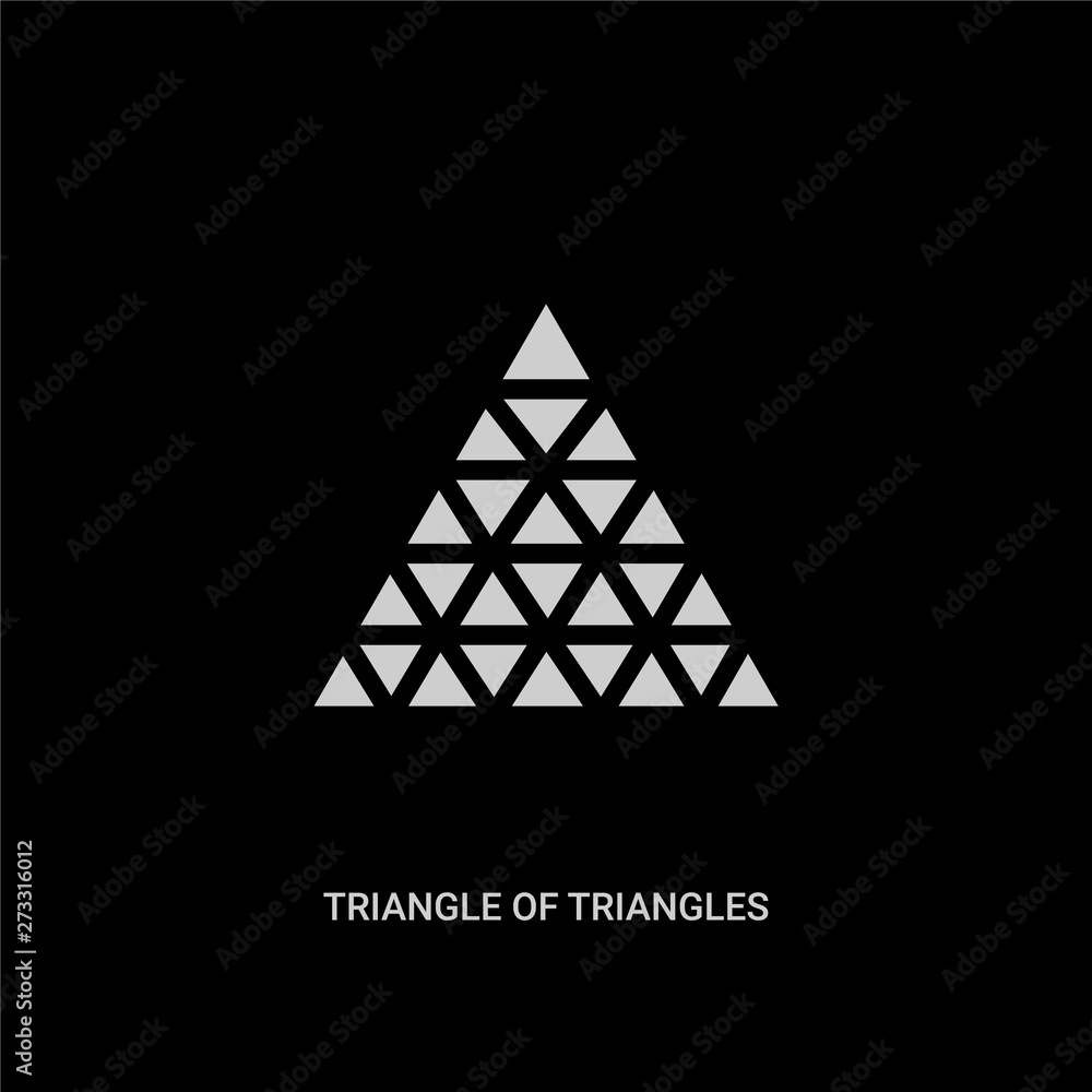 white triangle of triangles vector icon on black background. modern ...