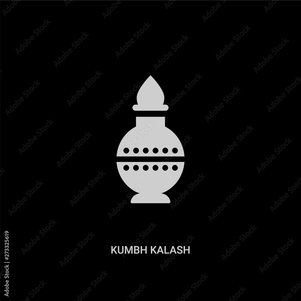 white kumbh kalash vector icon on black background. modern flat kumbh ...