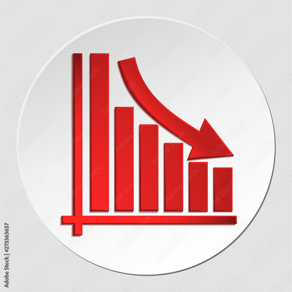 declining business arrow on diagram of growth, downward green arrow ...