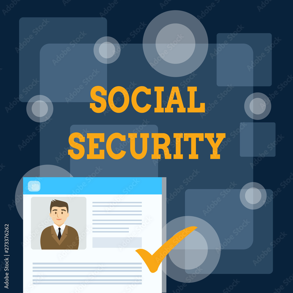 Writing note showing Social Security. Business concept for assistance ...