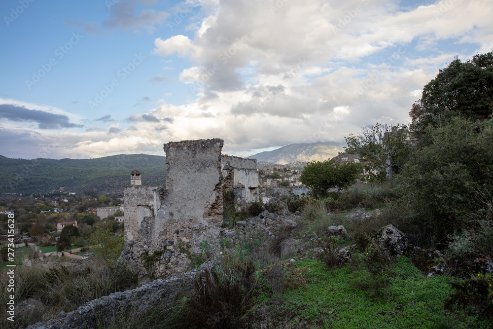 Historical Lycian village of Kayakoy, Fethiye, Mugla, Turkey. Ghost ...