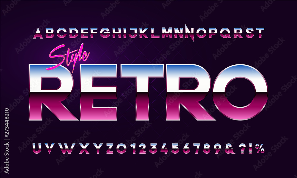 80's retro alphabet font. Stock Vector | Adobe Stock