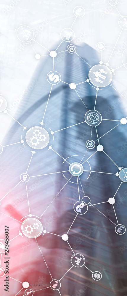 Vertical Panorama Banner. Business process structure industrial ...