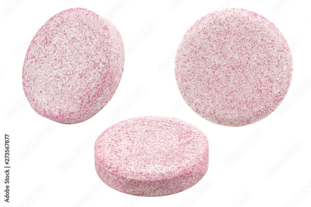 set of effervescent tablets isolated on white background Stock Photo ...