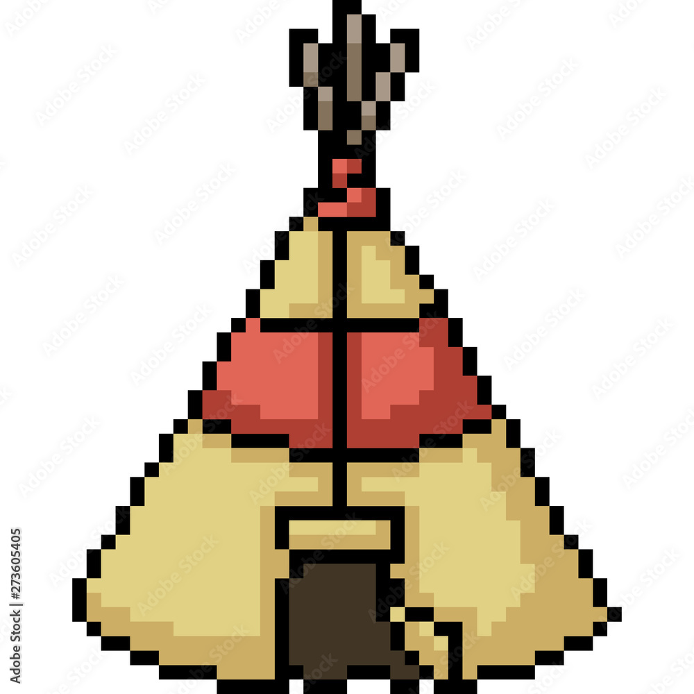vector pixel art tent camp Stock Vector | Adobe Stock