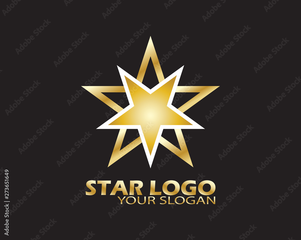 Gold Star Logo Vector in Elegant Style with Black Background - Vector ...