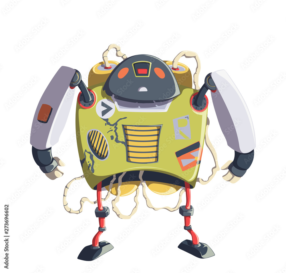 Cartoon robot character. Technology, future. Artificial intelligence ...