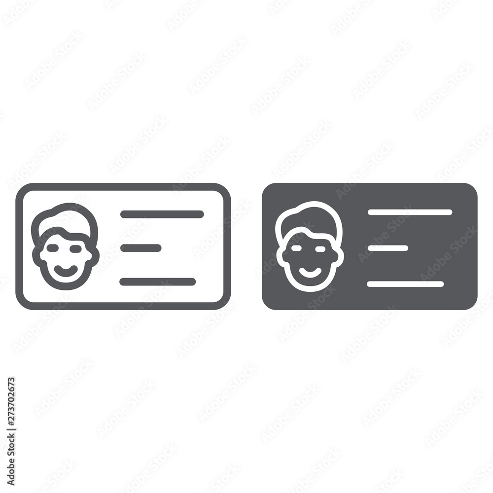 Business card line and glyph icon, contact and identity, id card sign ...