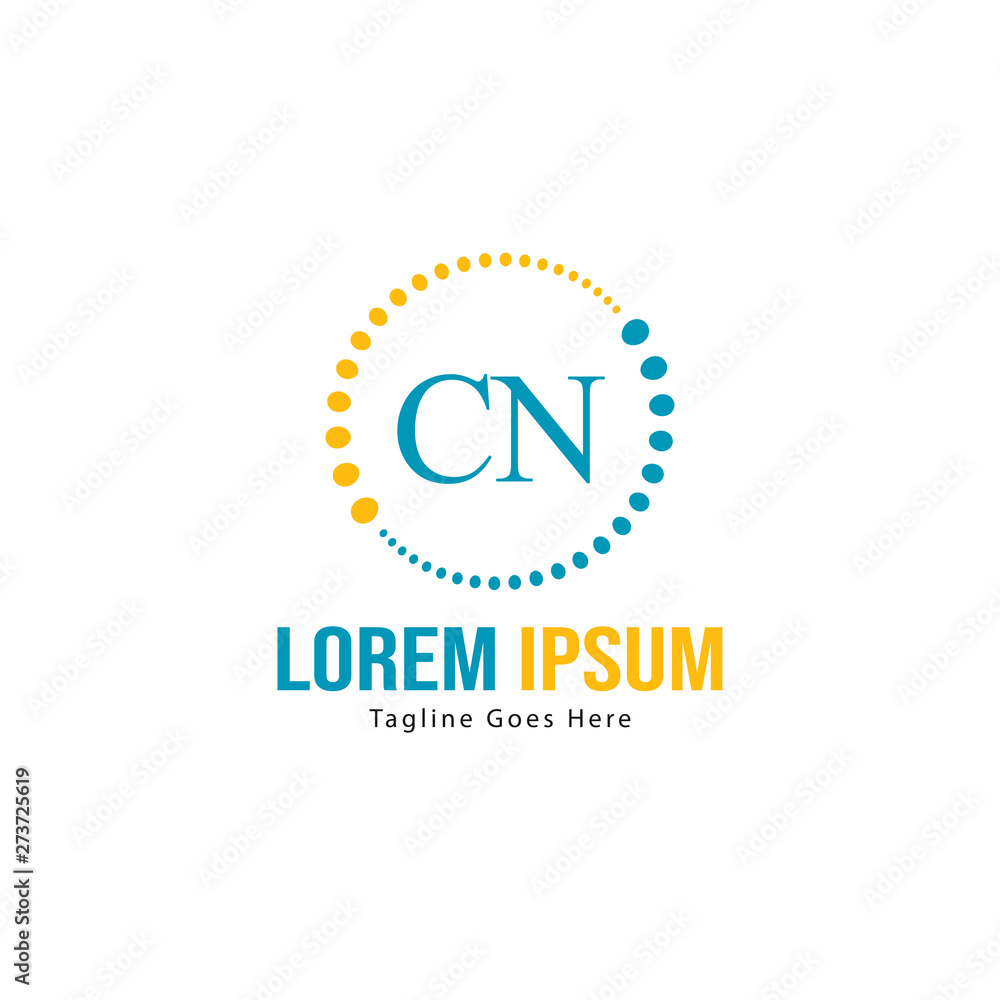 Initial CN logo template with modern frame. Minimalist CN letter logo ...