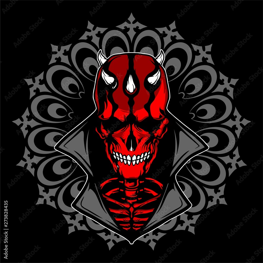 satanic skull with horn hand drawing vector Stock Vector | Adobe Stock
