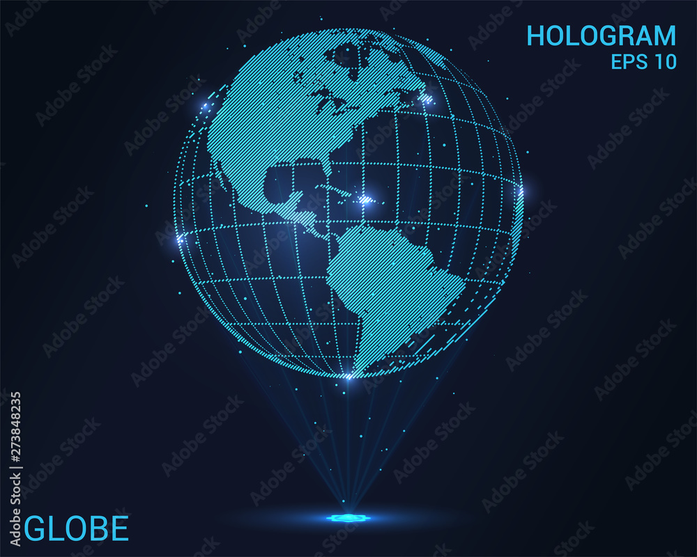 Hologram globe. A holographic projection of the planet earth ...