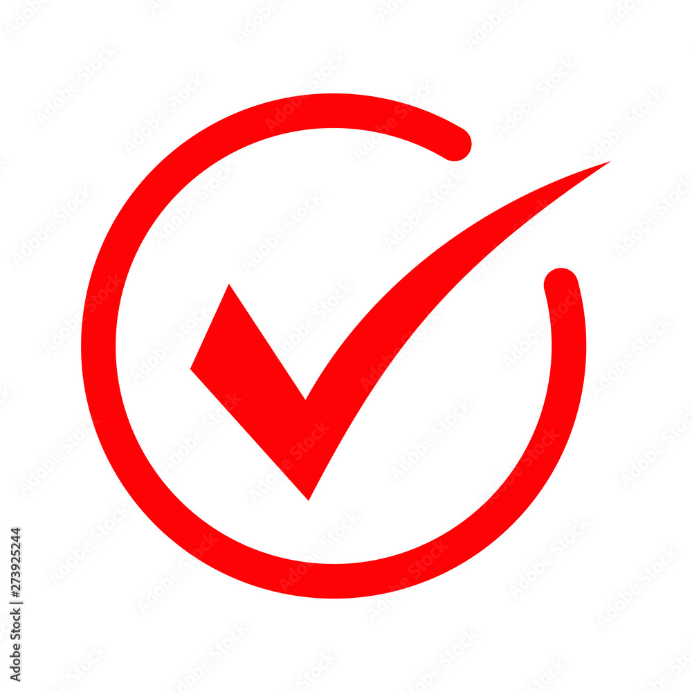 Red check icon. Checkmark vector. Approved symbol. Ok icon. Check ...
