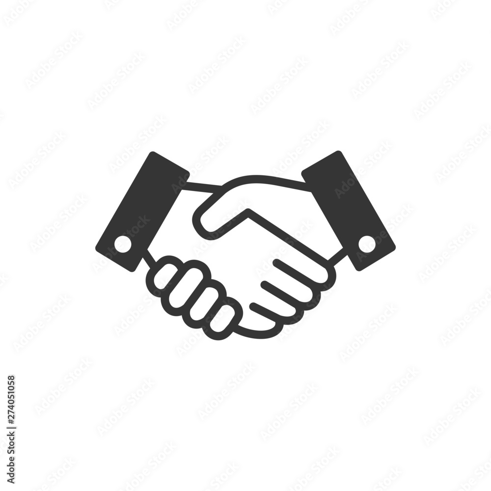 Handshake icon template black color editable. Handshake symbol Flat ...