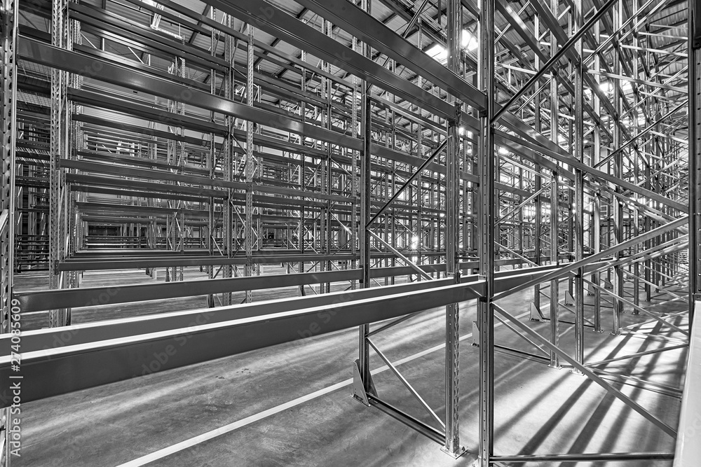 Warehouse, empty storage and shelves. Storage racks Stock Photo | Adobe ...