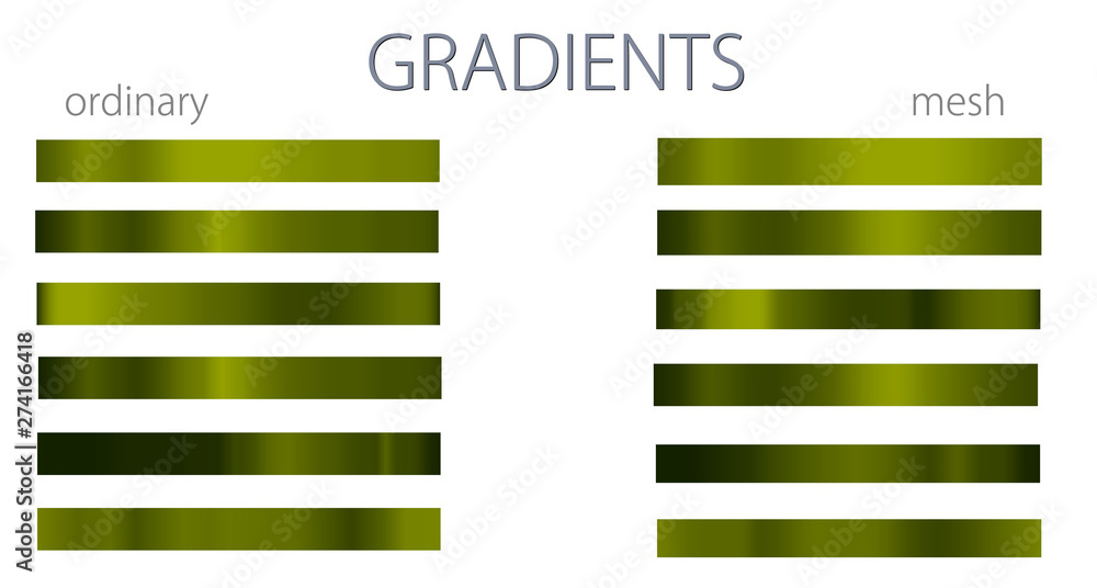 Vector de Stock Green gradients. Set or palette. Mesh and regular ...