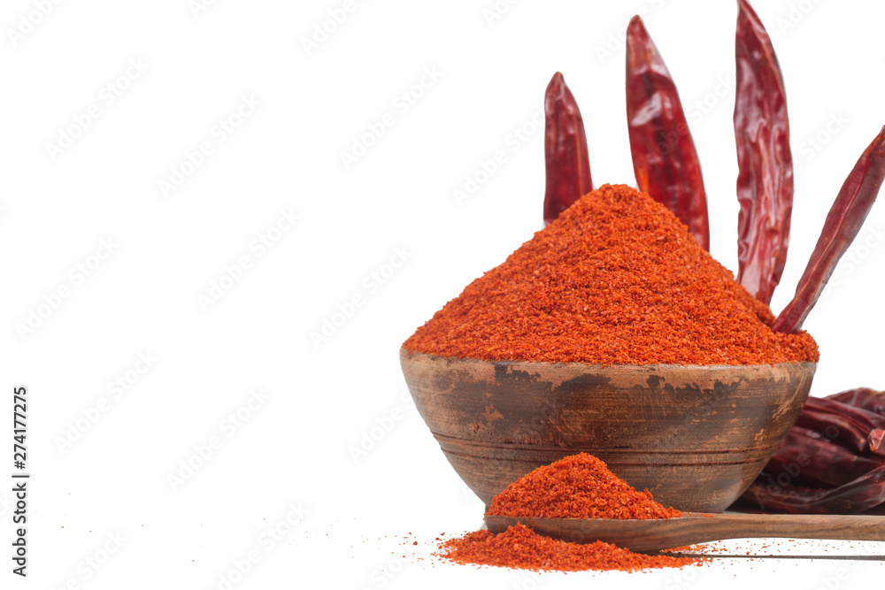 indian red chili powder isolated on white background Stock Photo ...