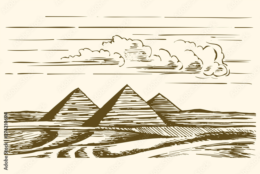 Egyptian Pyramids Vector Sketch Illustration Stock Vector | Adobe Stock