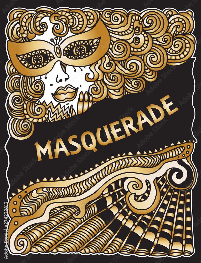 Vector abstract Masquerade drawing. Carnival Party invitation card ...