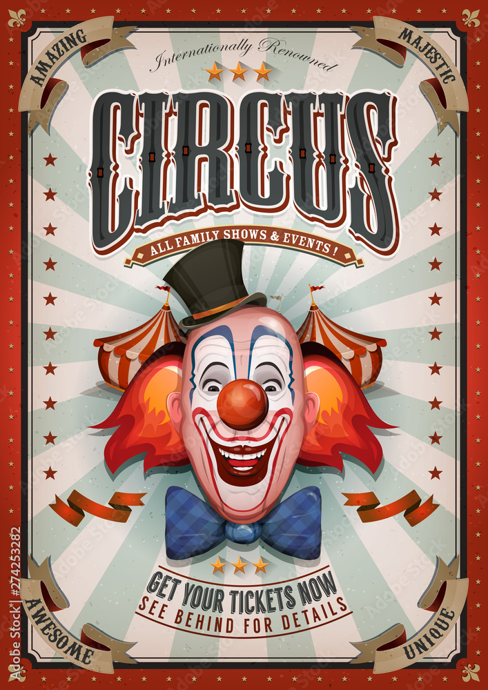 Vintage Circus Poster With Big Top/ Illustration of retro and vintage ...
