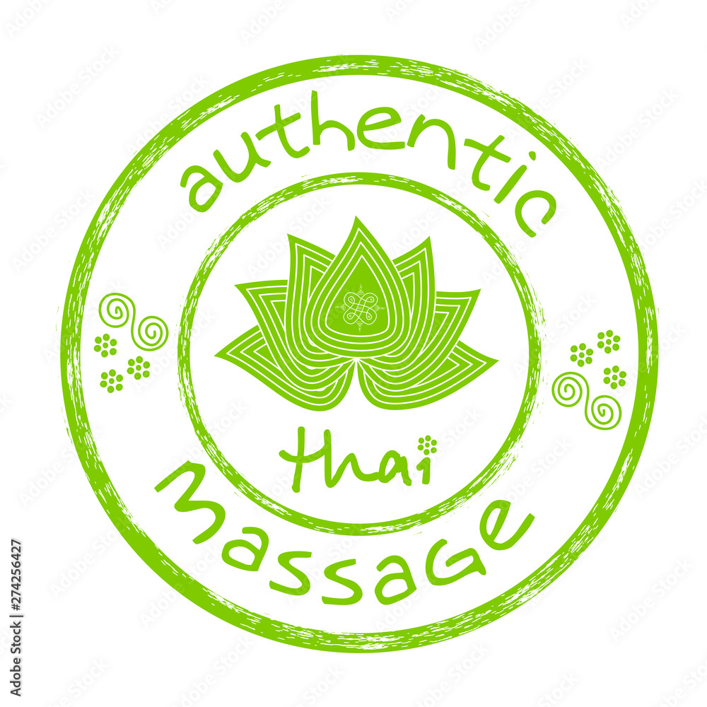 Thai massage stamp in green. Stamps grunge rubber Authentic thai ...