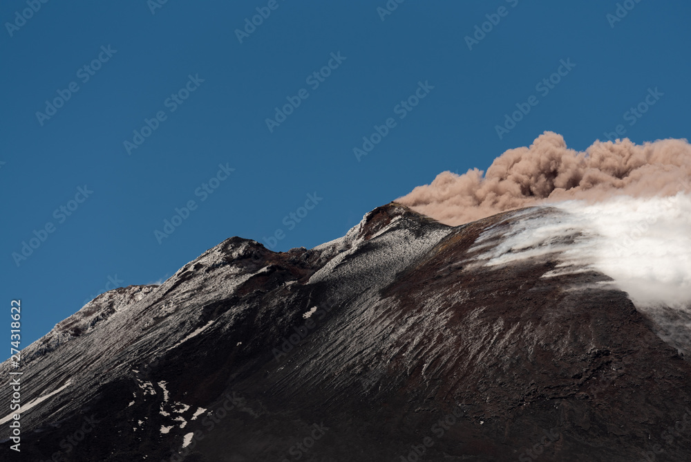 Mount Etna Volcano Erupts, Volcanic Ash Clouds & Steam Eruption ...