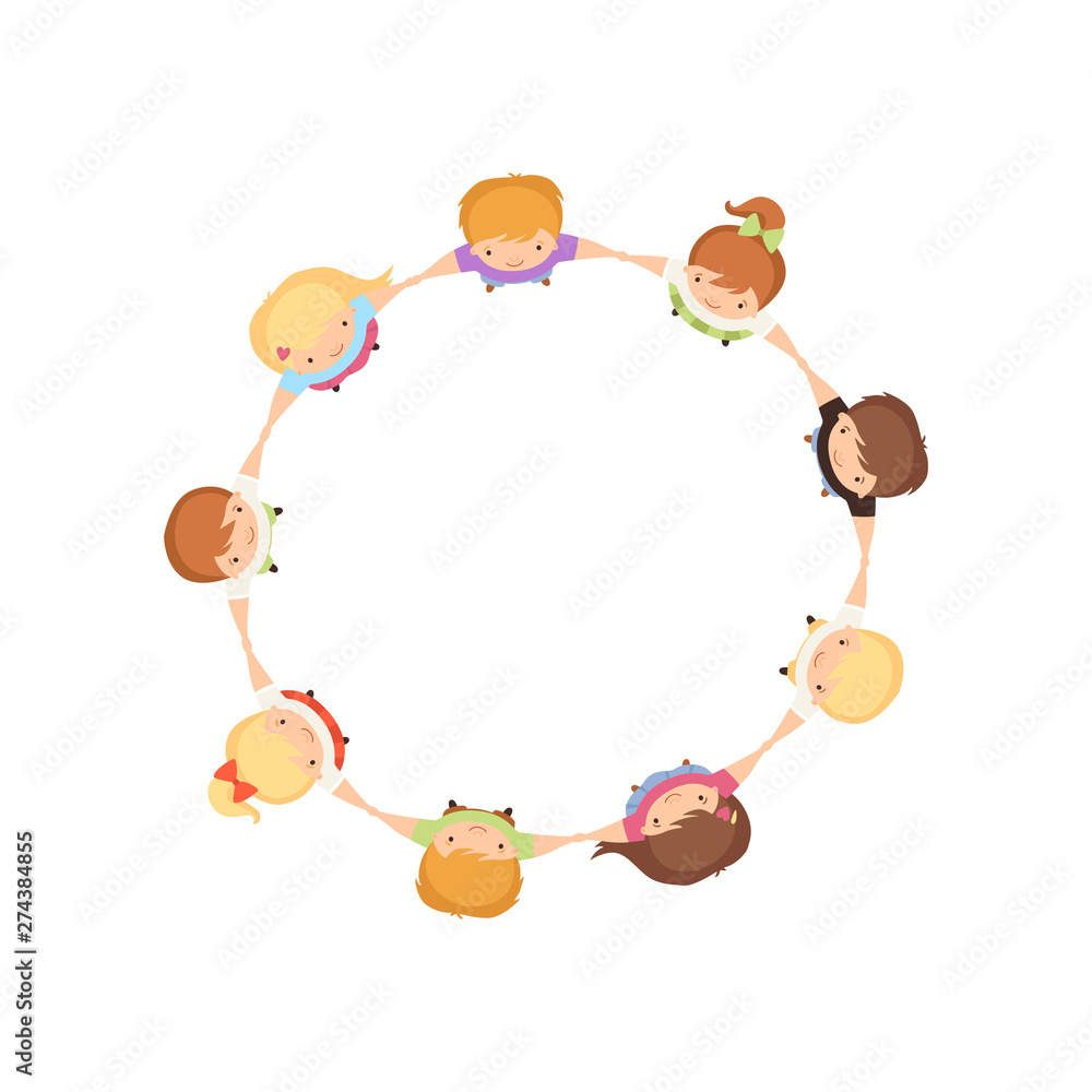 Kids Dancing in Circle Holding Hands, Cute Little Boys and Girls ...