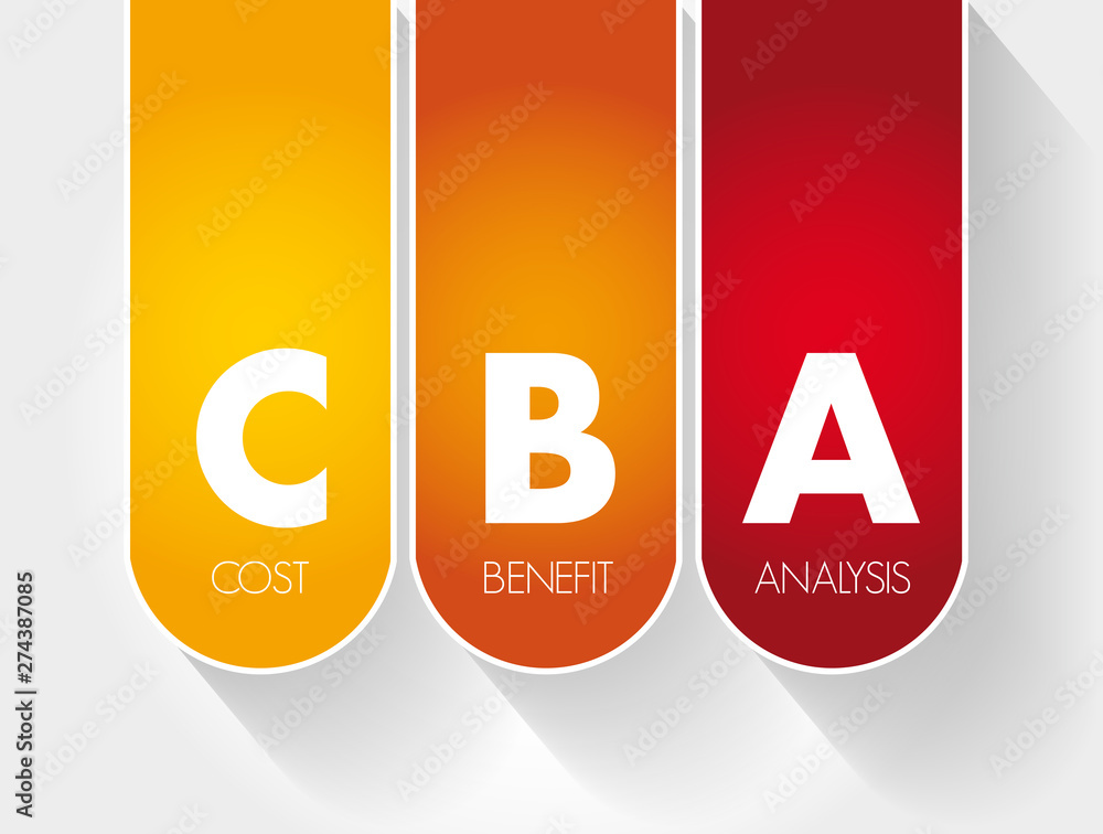 CBA - Cost-benefit Analysis acronym, business concept background Stock ...