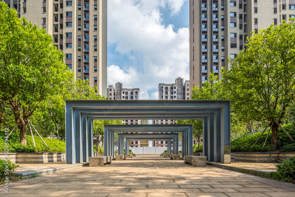 Garden Landscape and Green Lawn in Gardens of Modern High-rise ...