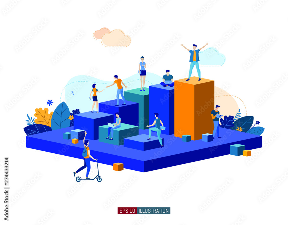 Trendy flat illustration. Career ladder. Motivation. Goal achievment ...