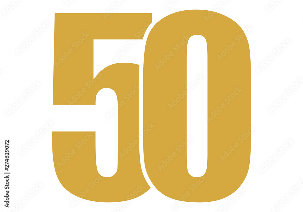 Número cincuenta de color dorado sobre fondo blanco. Stock Vector ...