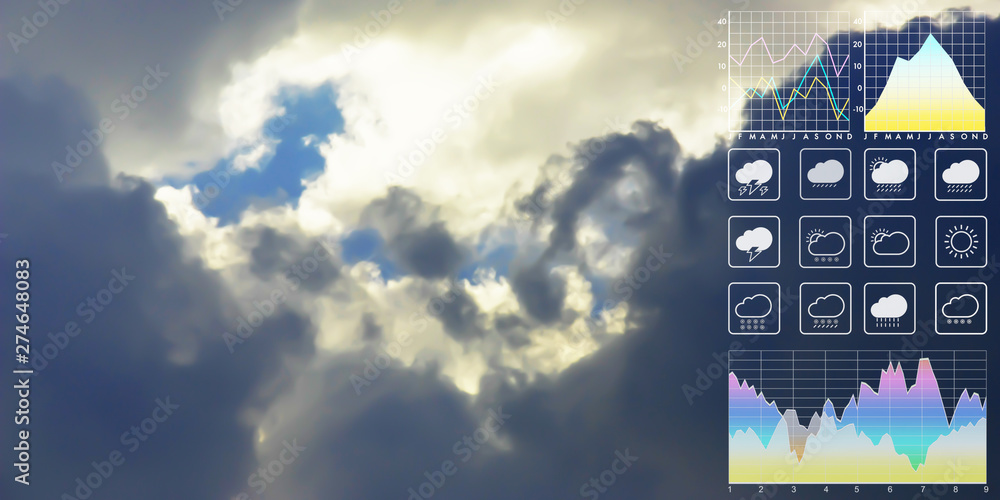 Weather forecast symbol data presentation with graph and chart on ...