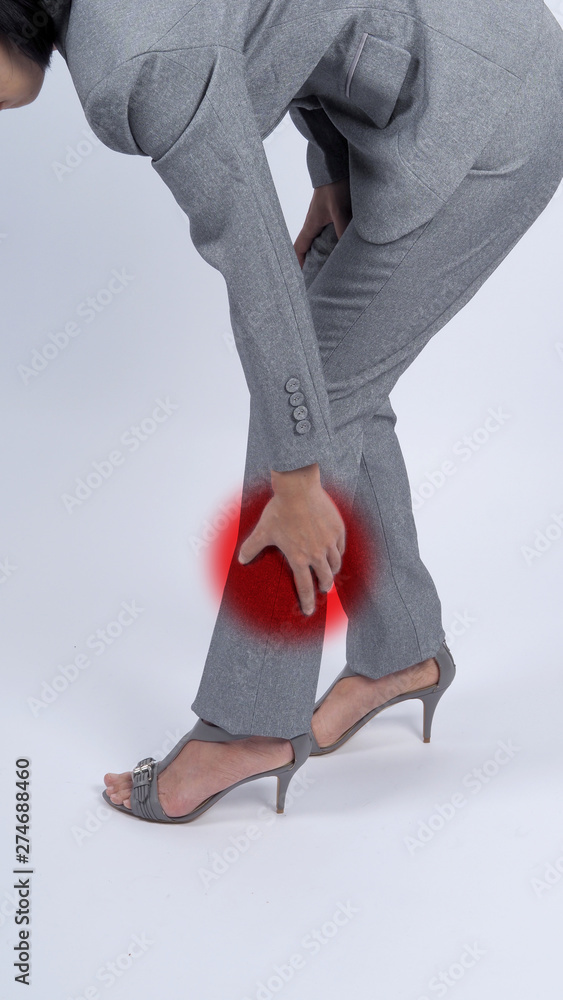 Business woman muscle suffering or painful from myositis or office ...