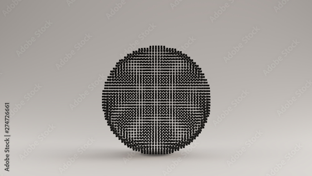 Black Sphere Made out of Lots of Small Cubes with a Visual Aliasing ...