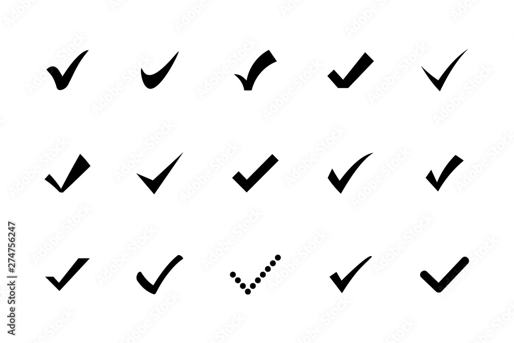 Check mark icons set. Different black vector check marks Stock Vector ...