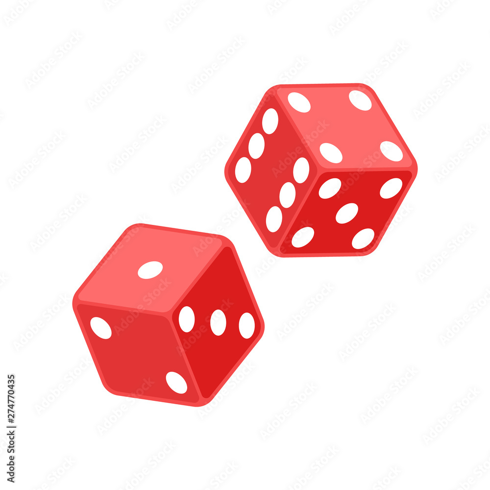 Red dice illustration. Vector. Isolated. Stock Vector | Adobe Stock