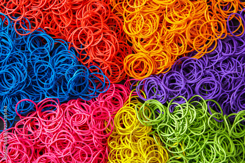 multi colorful rubber band background , top view Stock Photo | Adobe Stock