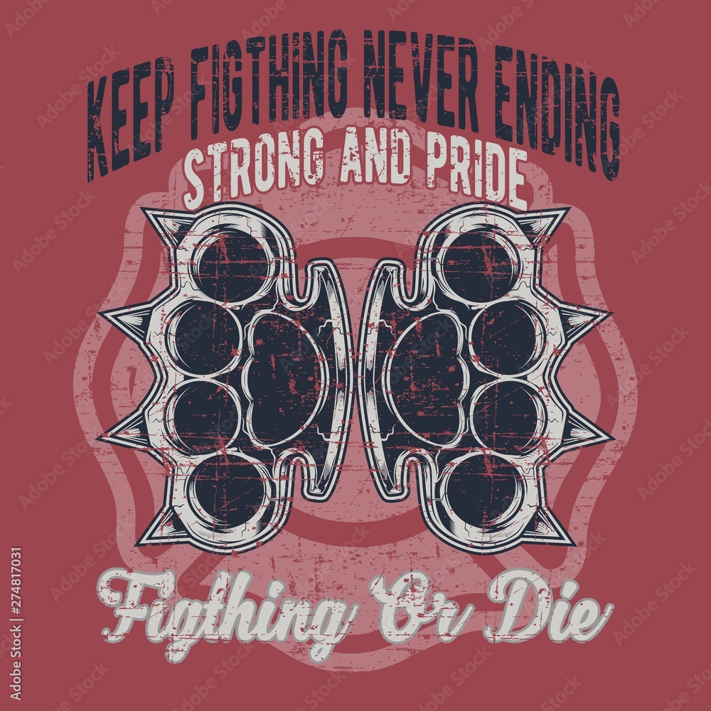grunge style vintage knuckle fighting hand drawing vector Stock Vector ...